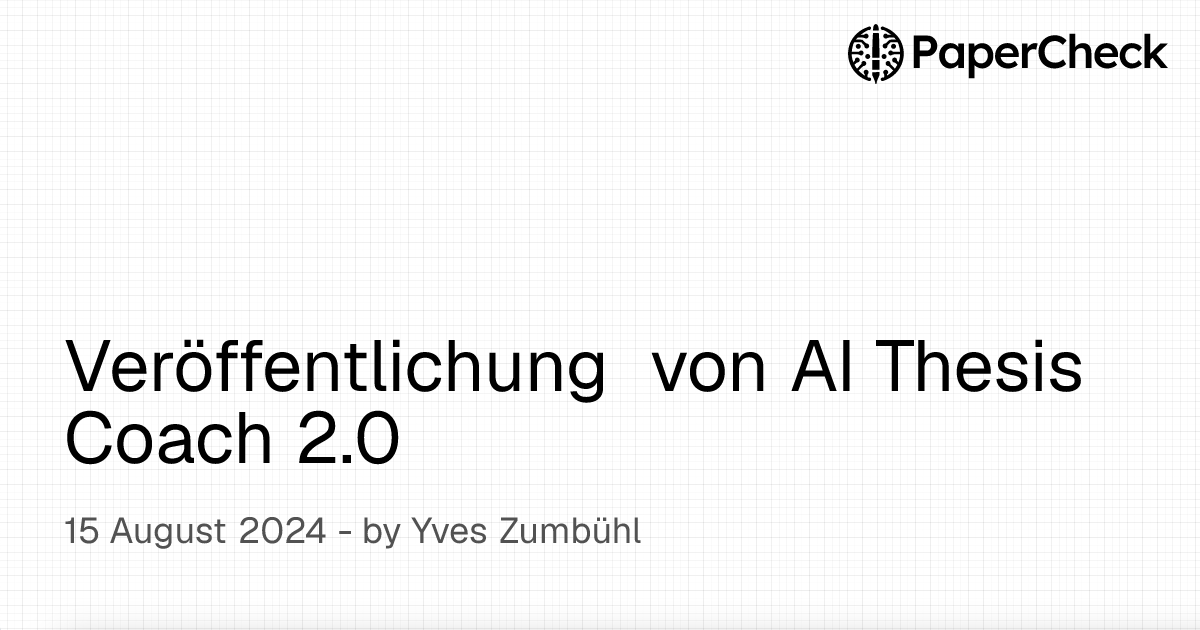 Veröffentlichung von AI Thesis Coach 2.0 - PaperCheck